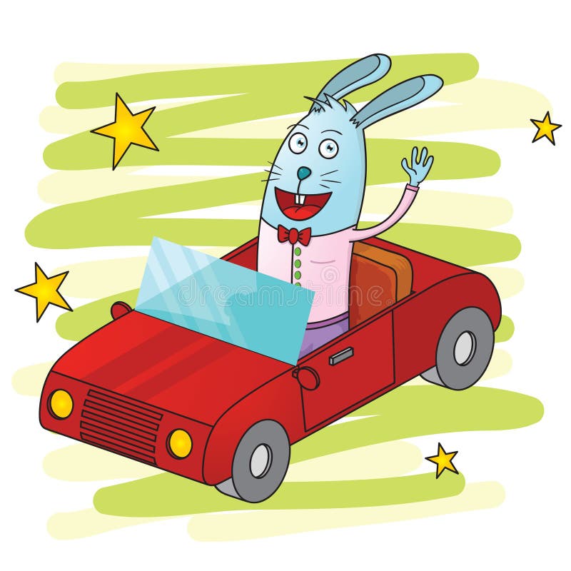Rabbit driving a car stock vector. Illustration of transportation ...