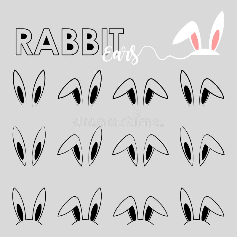 Rabbit Ear Outline. Easter Rabbit Ears Outline. Easter Rabbit Ears Line ...
