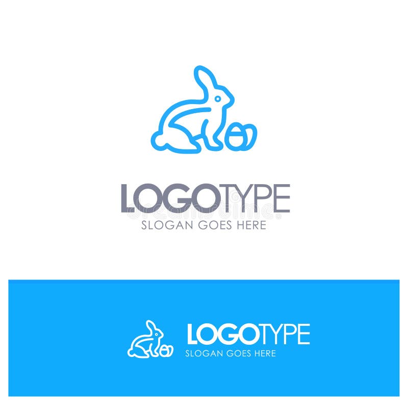 Rabbit, Easter, Baby, Nature Blue Outline Logo Place for Tagline Stock ...