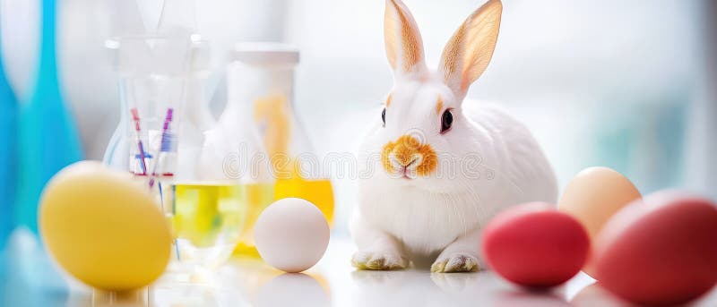 Rabbit with Easter Eggs Indoors Stock Photo - Image of creativity ...
