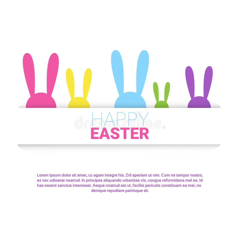 Rabbit Easter Holiday Bunny Symbols Greeting Card Stock Vector ...