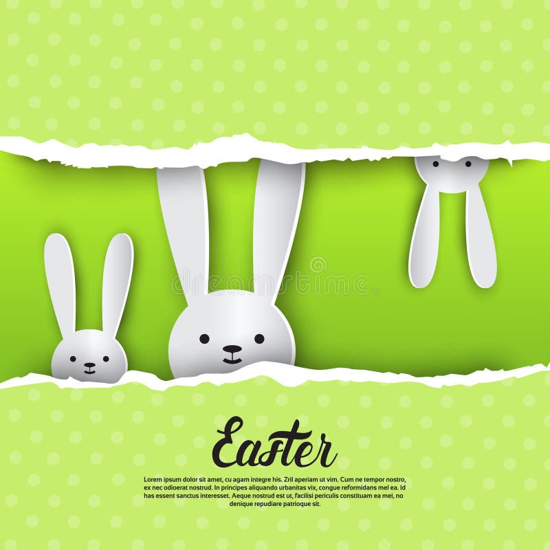 Rabbit Easter Holiday Bunny Symbols Greeting Card Stock Vector ...