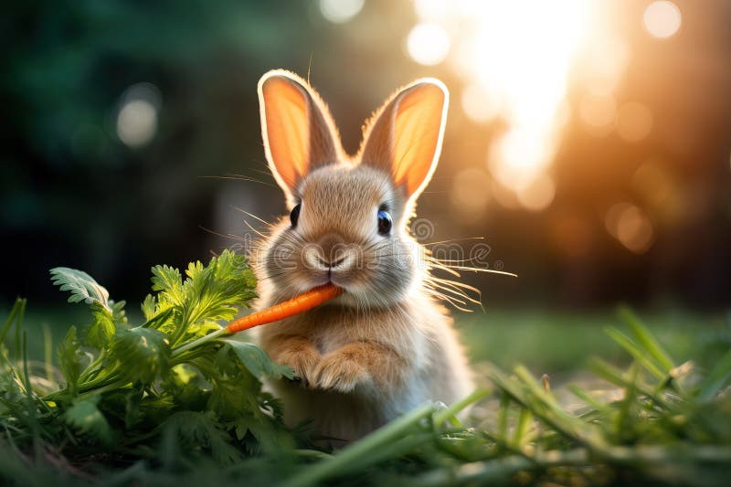 Rabbit Eats a Carrot. Easter Bunny. Generative Ai Image. Stock ...