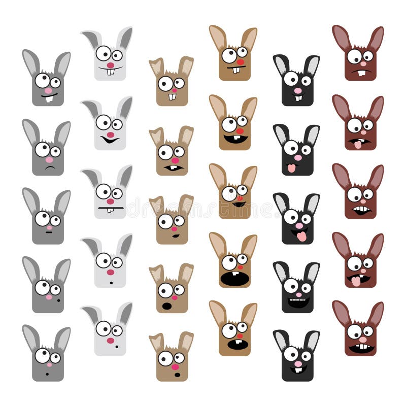 Rabbit emoticons set stock vector. Illustration of laughing - 137502301