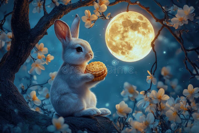 A Rabbit Enjoys a Sweet Treat on a Tree Branch Stock Image - Image of ...