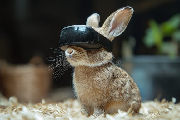 Rabbit Experiencing Virtual Reality Using Vr Headset, Exploring ...