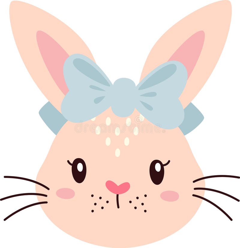 Rabbit Face with Bow Headband Stock Vector - Illustration of face ...