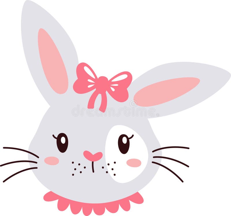 Rabbit Face with Bow stock vector. Illustration of design - 303267170