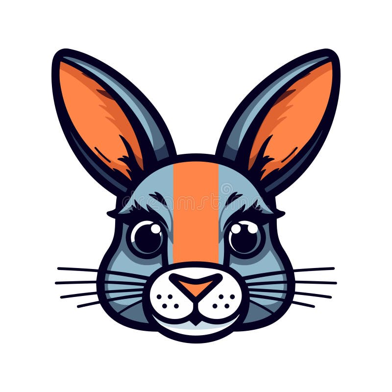 Rabbit Face. Cartoon Illustration of a Rabbit Face in Flat Design Stock ...