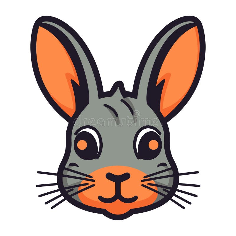 Rabbit Face. Cartoon Illustration of a Rabbit Face in Flat Design Stock ...