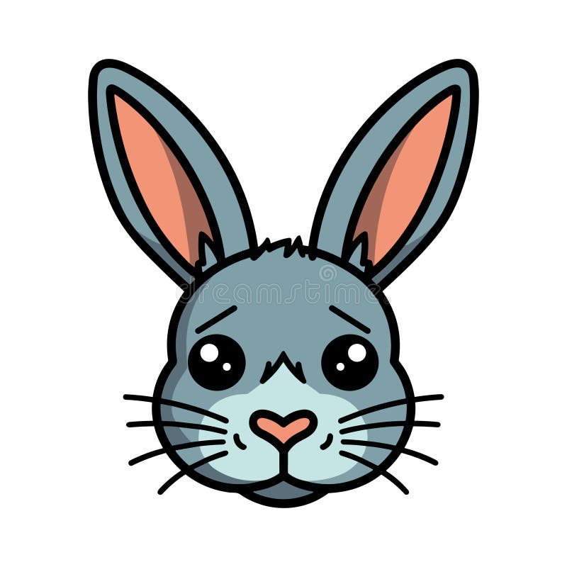 Rabbit Face. Cartoon Illustration of a Rabbit Face in Flat Design Stock ...