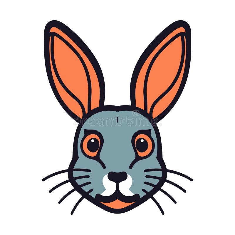 Rabbit Face. Cartoon Illustration of a Rabbit Face in Flat Design Stock ...