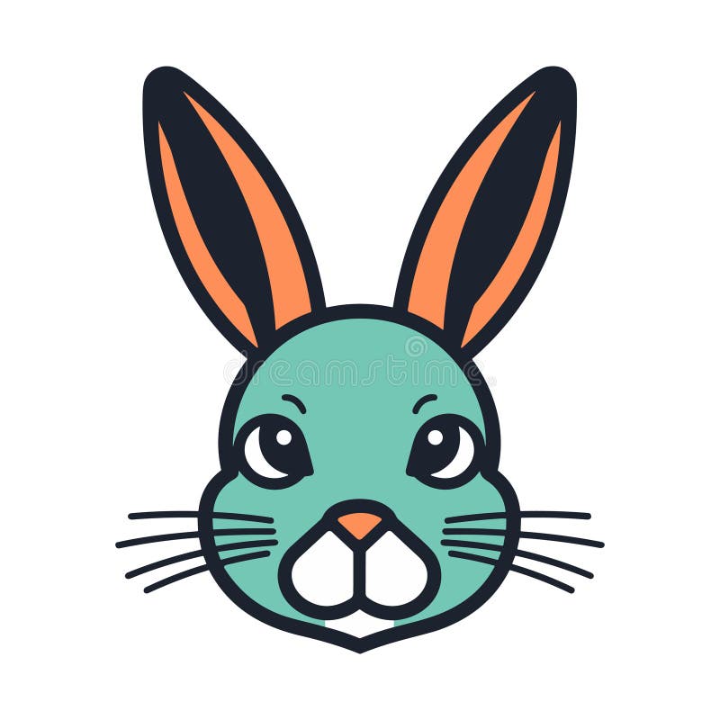 Rabbit Face. Cartoon Illustration of a Rabbit Face in Flat Design Stock ...