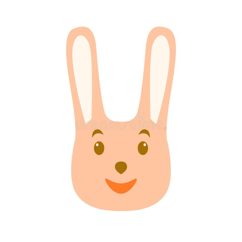 Rabbit Face Cartoon Vector Illustration Flat Style Front Stock Vector ...