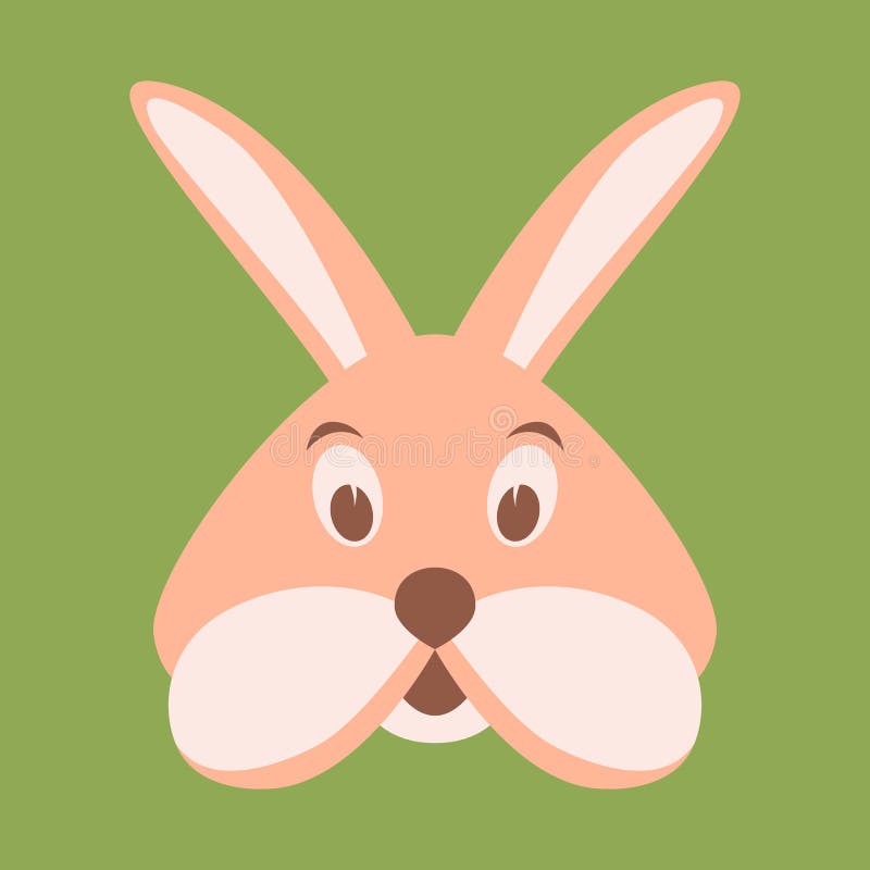 Rabbit Face Cartoon Vector Illustration Flat Style Front Stock Vector ...