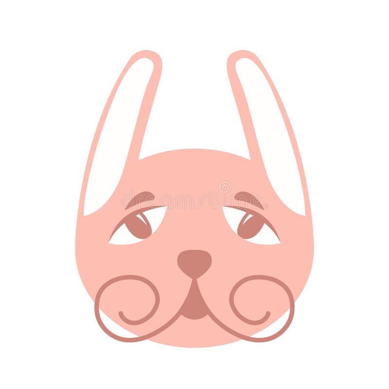 Rabbit Face Cartoon Vector Illustration Flat Style Front Stock Vector ...