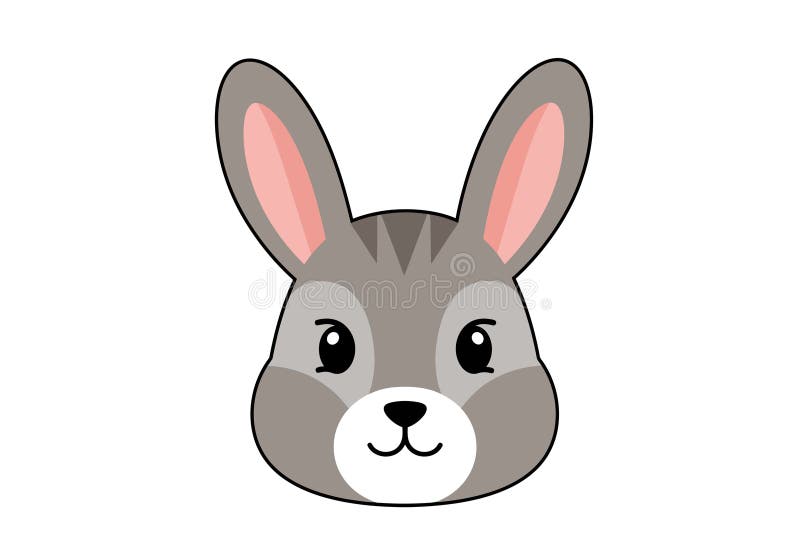 Rabbit face clip art stock vector. Illustration of grey - 363562822