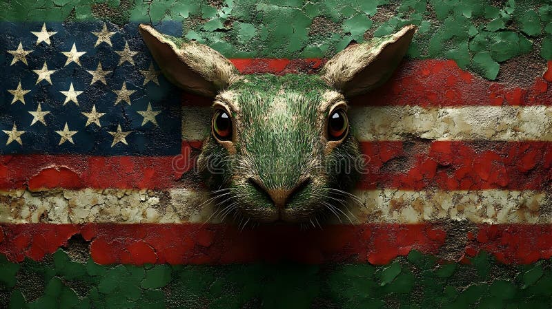 Rabbit Face on Cracked Flag Illustration Stock Photo - Image of nose ...