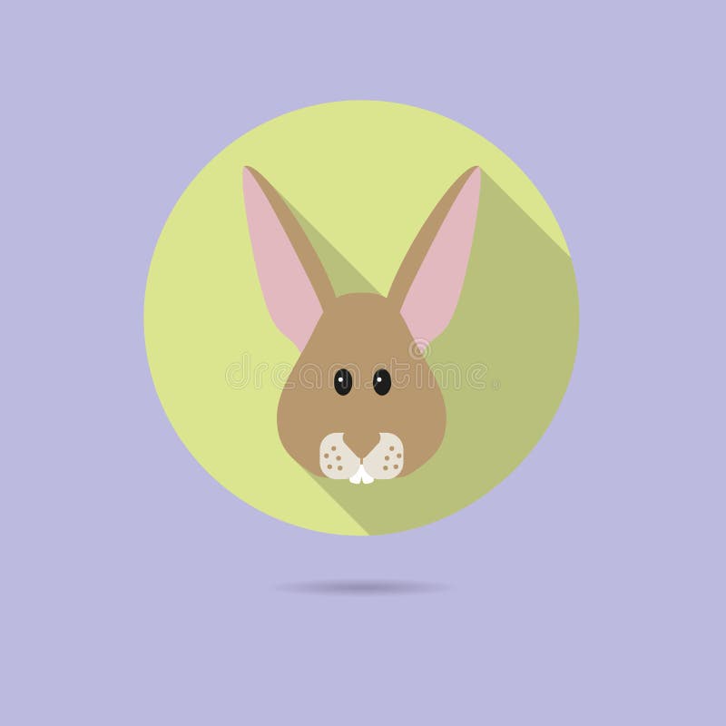 Rabbit Face Flat Design Icon Stock Vector - Illustration of icon, long ...