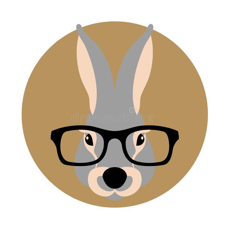 Rabbit Face Head in Glasses Vector Illustration Flat Stock Vector ...