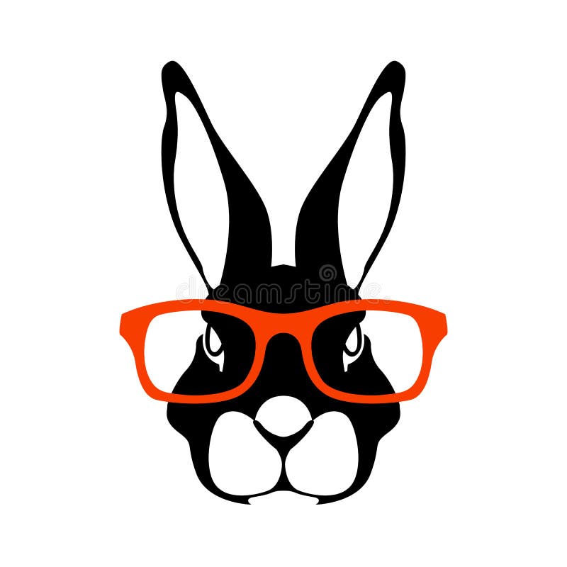 Rabbit Face Head in Glasses Vector Illustration Flat Stock Vector ...