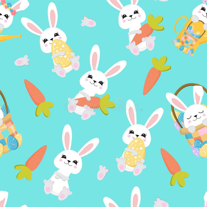 Rabbit Face Seamless Pattern. Easter Bunny. Happy Bunny. Happy Easter ...