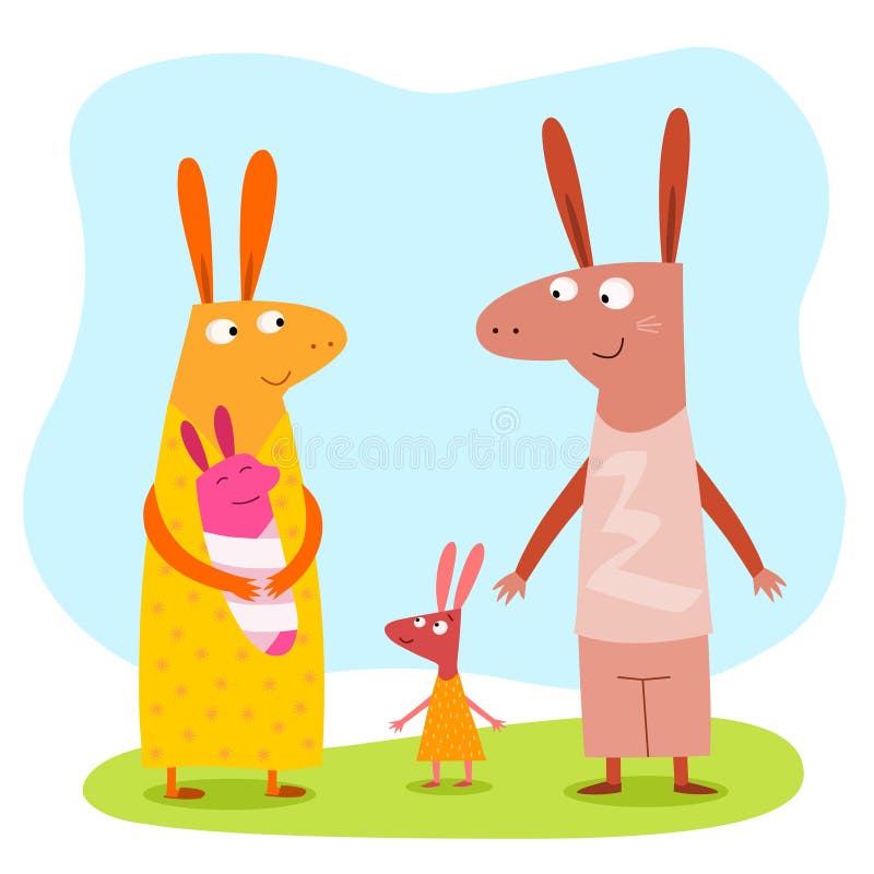 Rabbit family with a baby stock vector. Illustration of female - 15987895