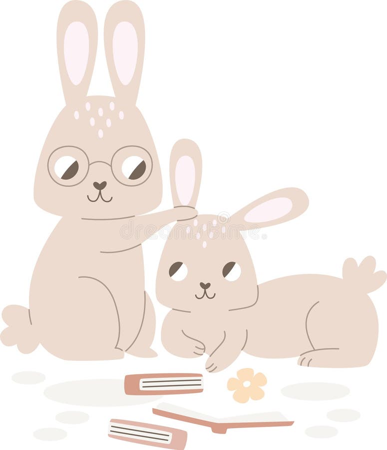 Rabbit Family with Books stock vector. Illustration of funny - 319168804