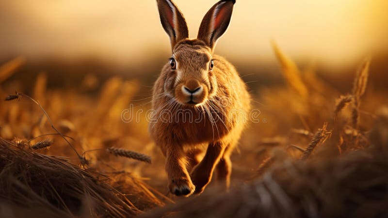 Rabbit in the Field Rabbit in the Grass Stock Illustration ...