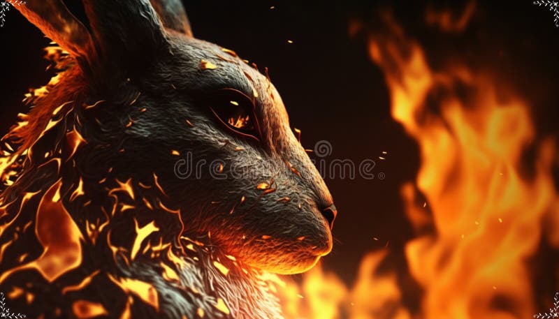 Rabbit fire art stock illustration. Illustration of epic - 269975251