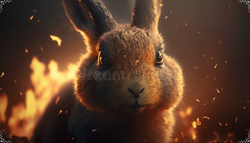 Rabbit fire art stock illustration. Illustration of adventure - 269975247