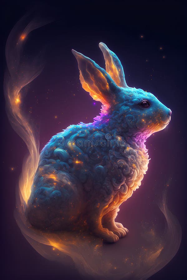 Rabbit with Fire Effect. 3d Rendering, 3d Illustration Stock ...