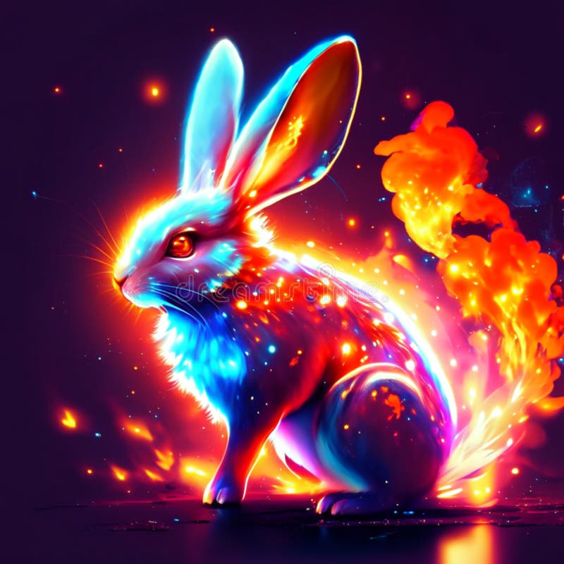 Rabbit with Fire Effect. Vector Illustration of a Rabbit with Fire ...