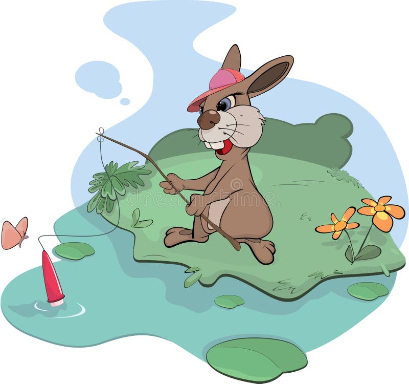 Rabbit the Fisherman. Cartoon Stock Vector - Illustration of nature ...