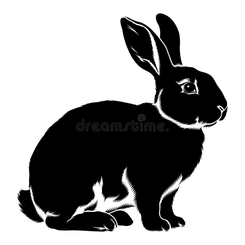 Rabbit with Floppy Ears Silhouette. Stock Illustration - Illustration ...