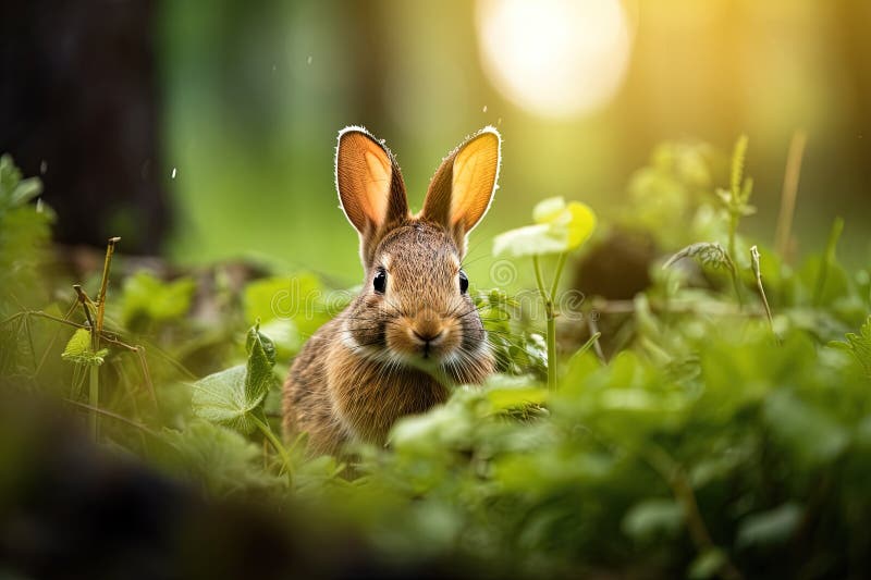 Rabbit in Forest. Generative AI Stock Illustration - Illustration of ...