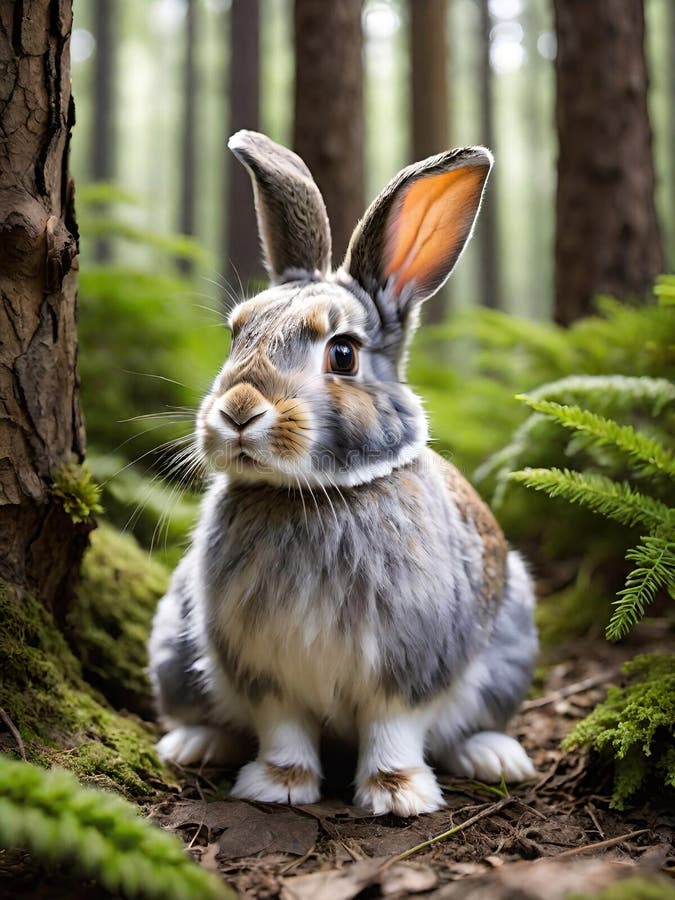 Rabbit in the forest stock illustration. Illustration of easter - 315435807