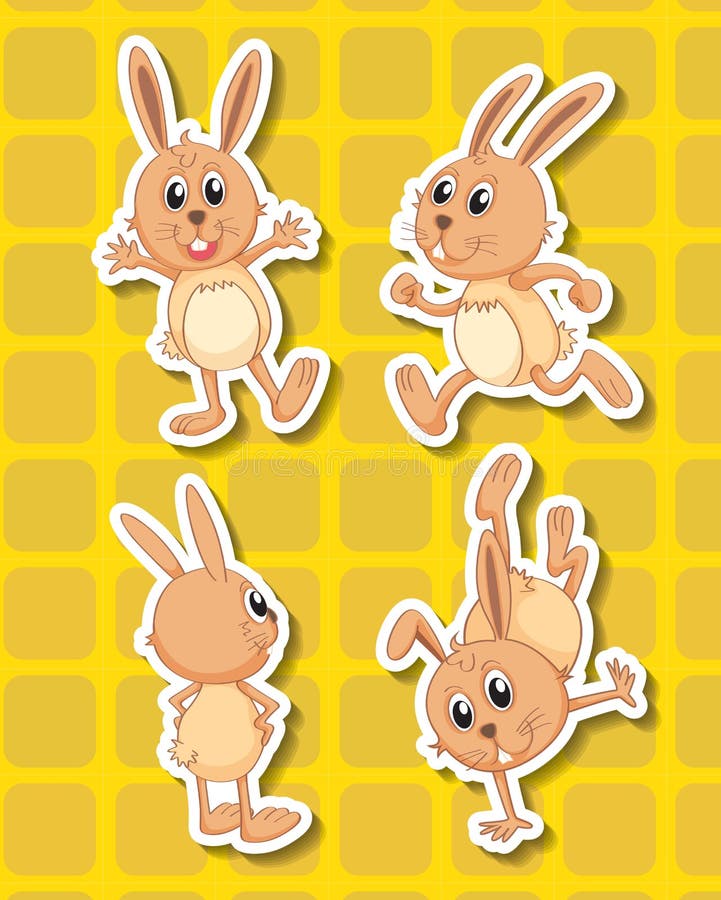 Four Rabbits with Easter Eggs Stock Illustration - Illustration of path ...