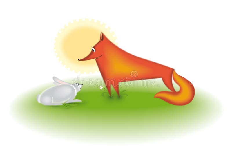 Rabbit and fox stock illustration. Illustration of forest - 12403310