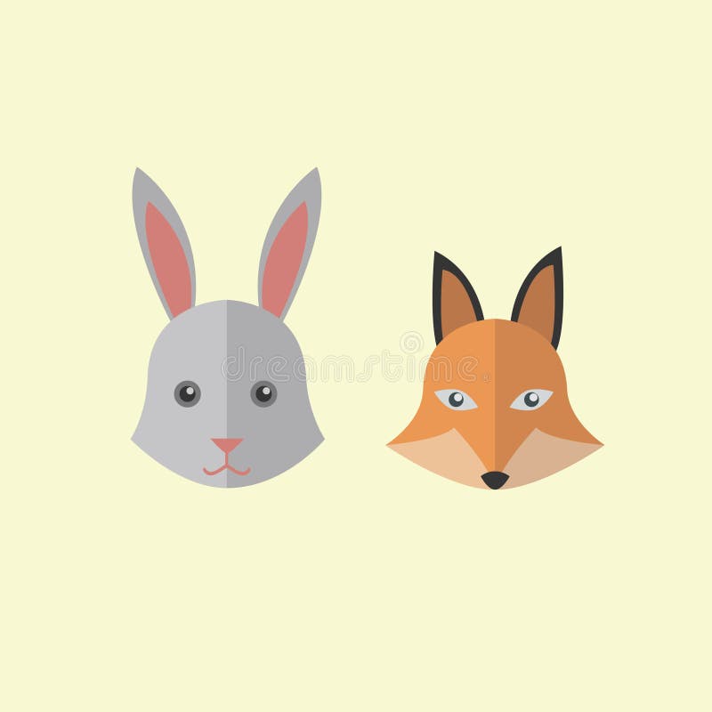 Rabbit and Fox. Vector Illustration Decorative Design Stock Vector ...