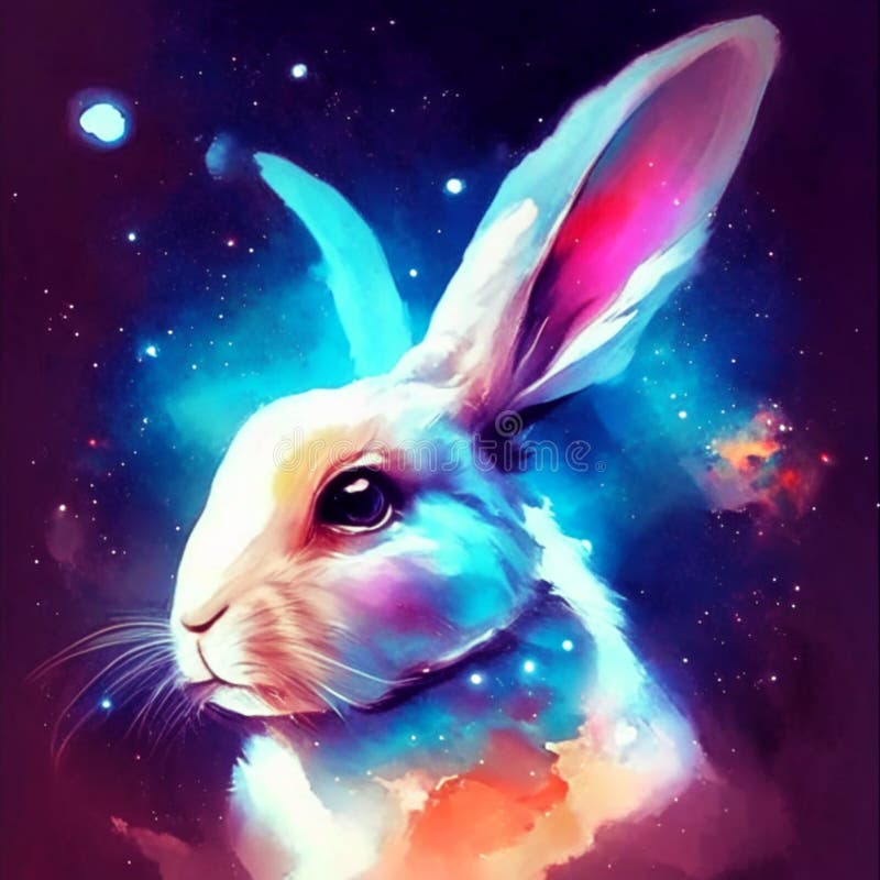 Rabbit in the Galaxy. Vector Illustration of a Cute Rabbit Stock ...