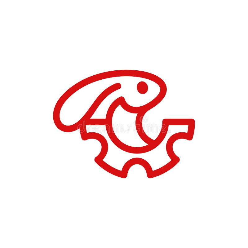 Rabbit Gear Line Modern Simple Logo Design, Element Graphic ...