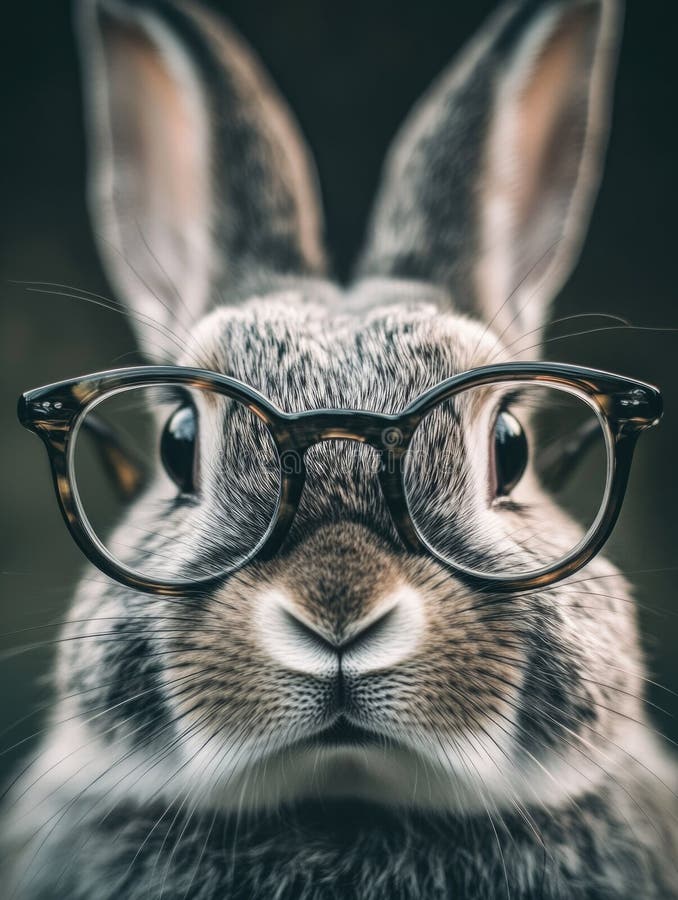 Rabbit with glasses stock photo. Image of education - 374774404