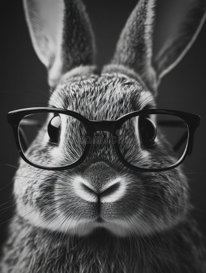 Rabbit with glasses stock image. Image of generated - 374871227