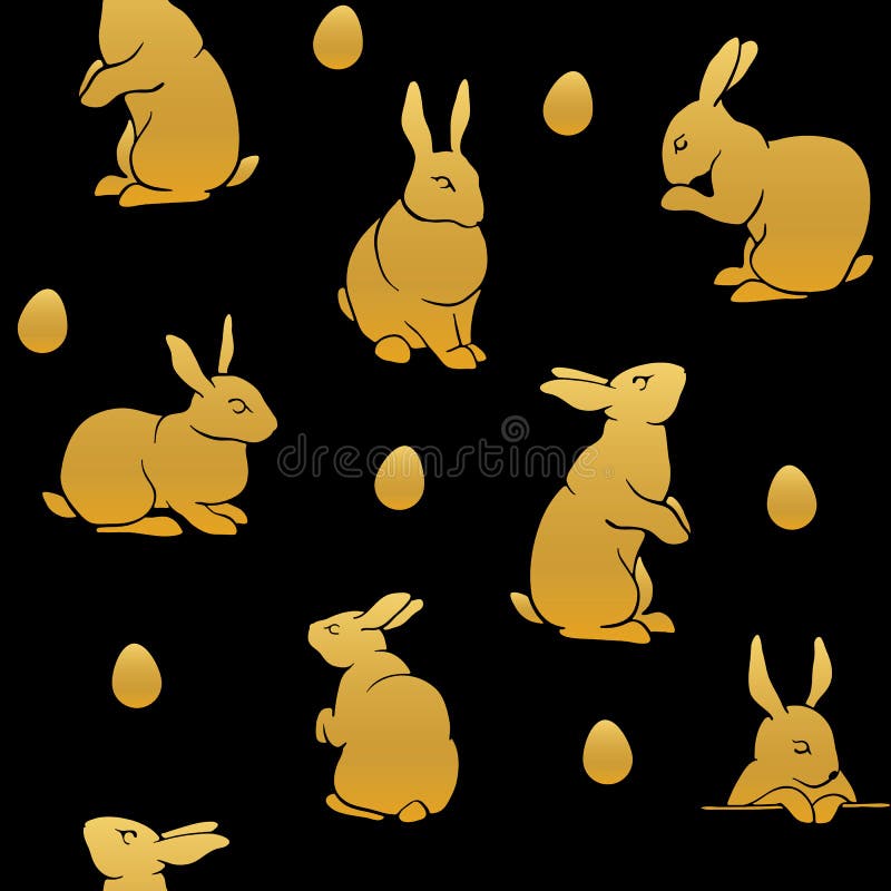 Rabbit gold silhouettes stock vector. Illustration of happy - 68360317