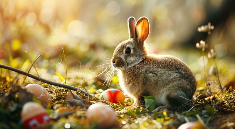 Rabbit in the Grass Rabbit in the Forest Stock Illustration ...