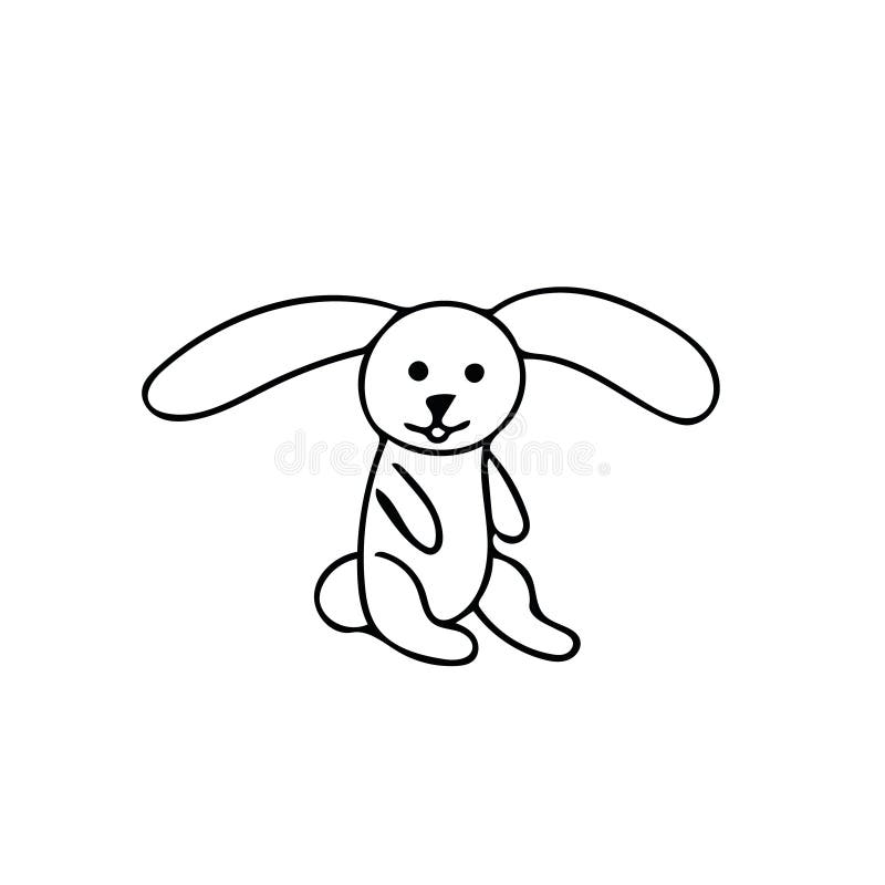 Rabbit Hand Drawn Doodle in Simple Scandinavian Style. Stock Vector ...