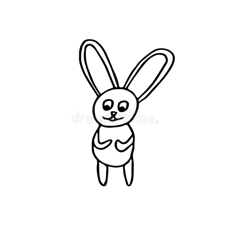 Rabbit Hand Drawn Doodle in Simple Scandinavian Style. Stock Vector ...