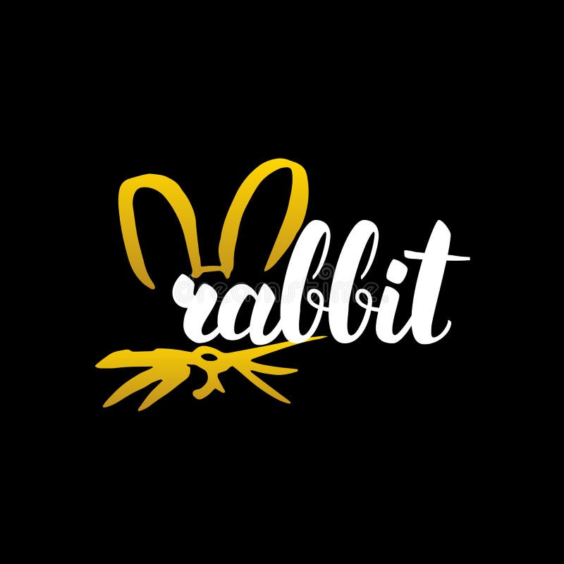 Rabbit Handwritten Calligraphy Stock Vector - Illustration of ...