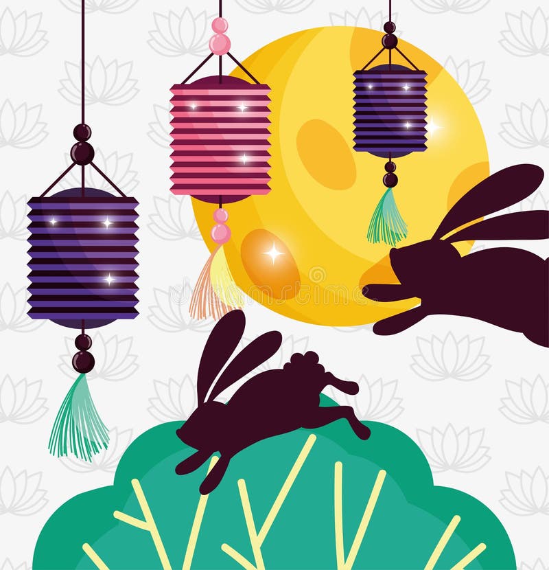 Rabbit Happy Moon Festival Image Stock Vector - Illustration of lantern ...